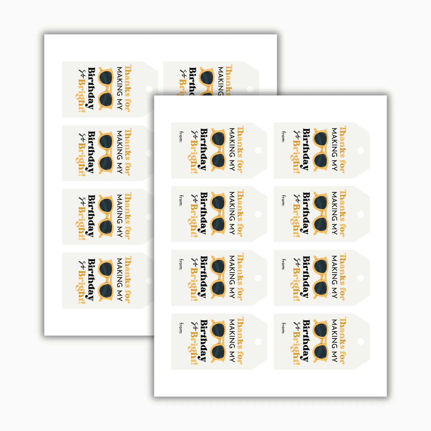 Easy Sunglasses Classroom Birthday Favors For School | Free Printable ...